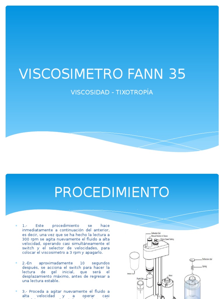 Viscosímetro Fann 35: Procedimiento y Lecturas | PDF | Mecánica de fluidos | Líquidos