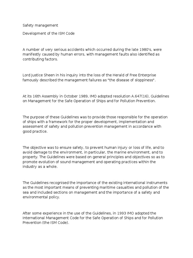 International Safety Management Code | PDF | Safety | Verification And ...