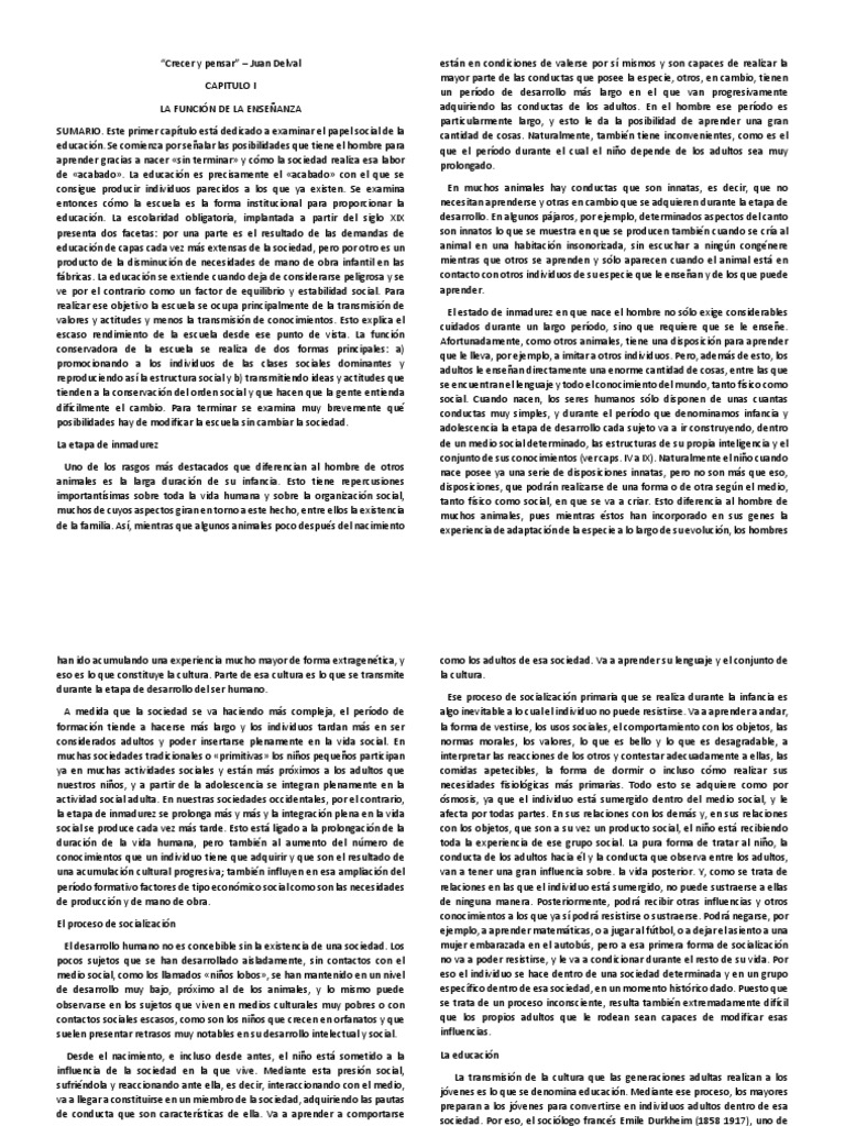 Crecer y Pensar Juan Delval | PDF | Sociedad | Adultos