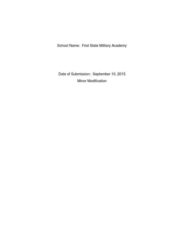 First State Military Academy-Minor Modification | PDF | Teachers ...