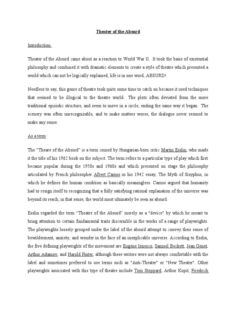 Theater of The Absurd | PDF | Theatre | Entertainment (General)