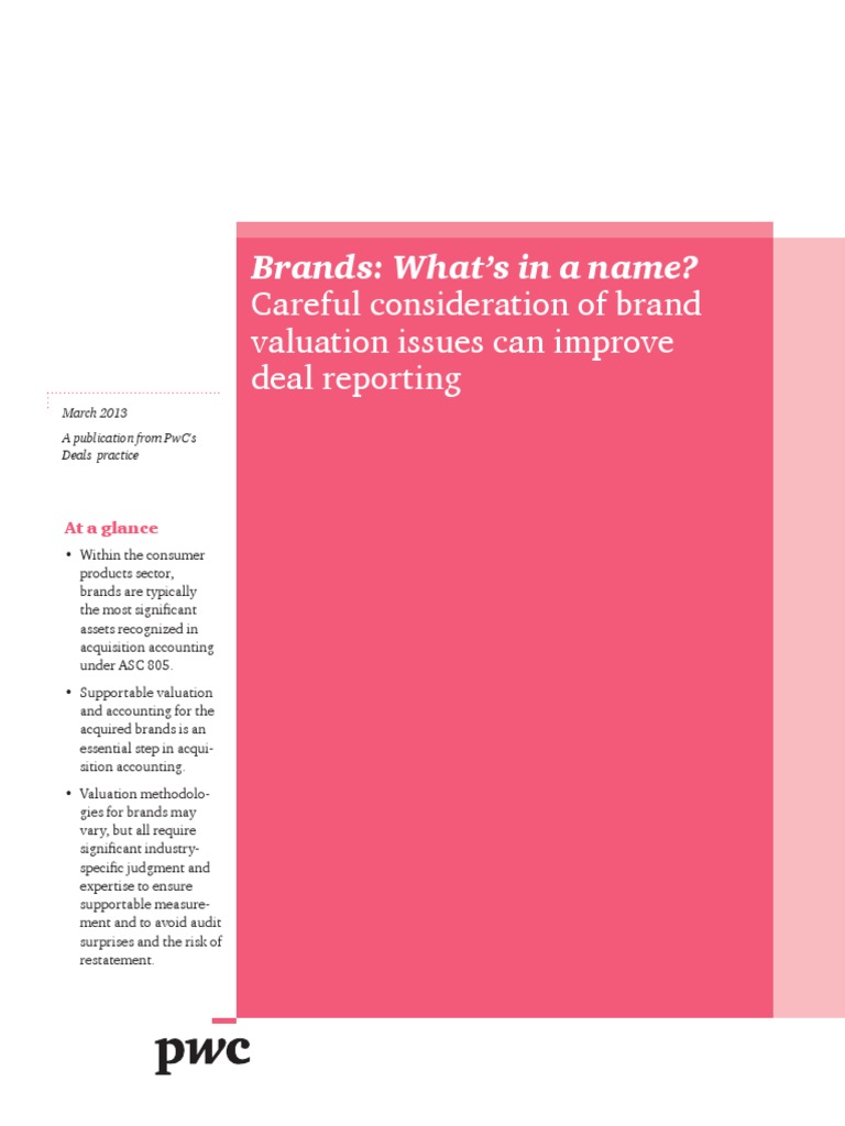 PWC Valuing Consumer Product Brands | PDF | Valuation (Finance ...