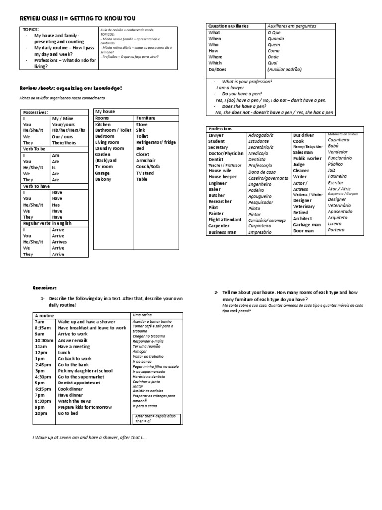 Review Class Ii Getting To Know You: Review Sheets: Organizing Our ...