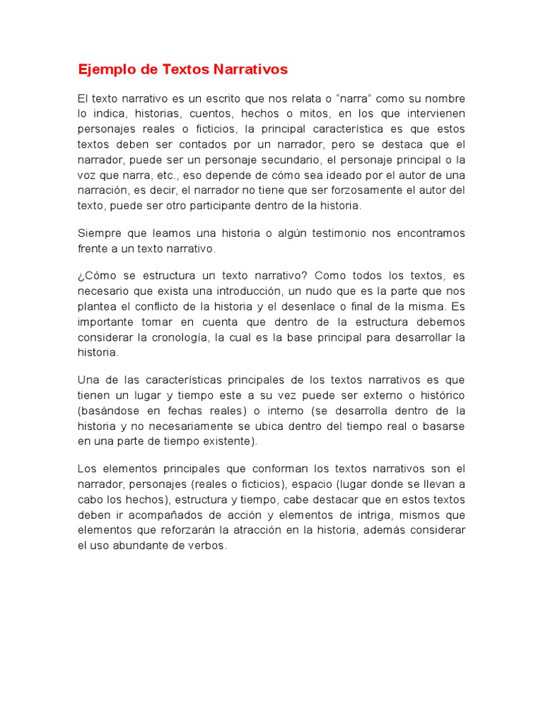 Ejemplo de Textos Narrativos | PDF | Narrativa | Narración