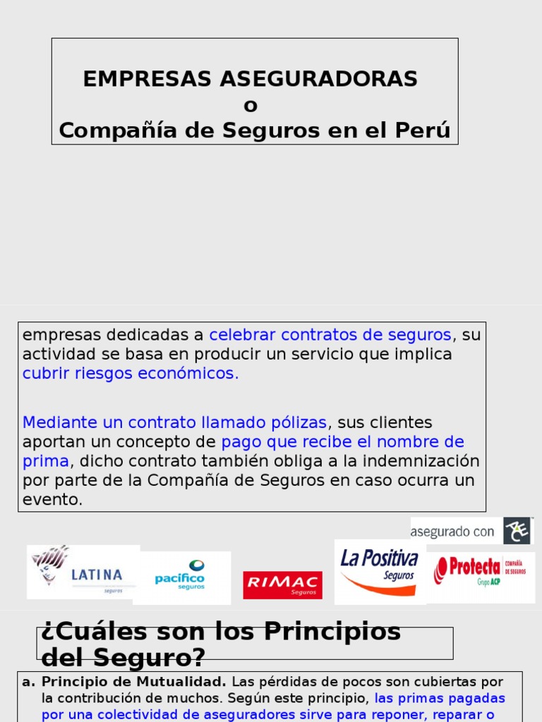 Empresas Aseguradoras Peruanas | PDF | Póliza de seguros | Seguro