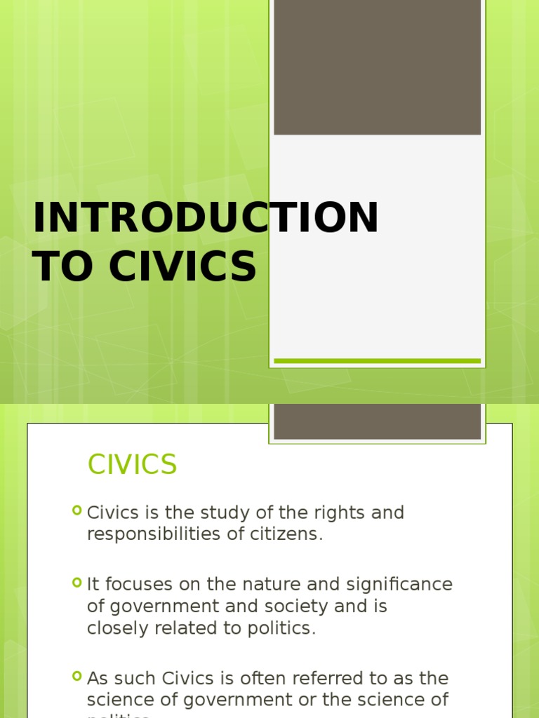 Intro To Civics | PDF | Citizenship | Civics