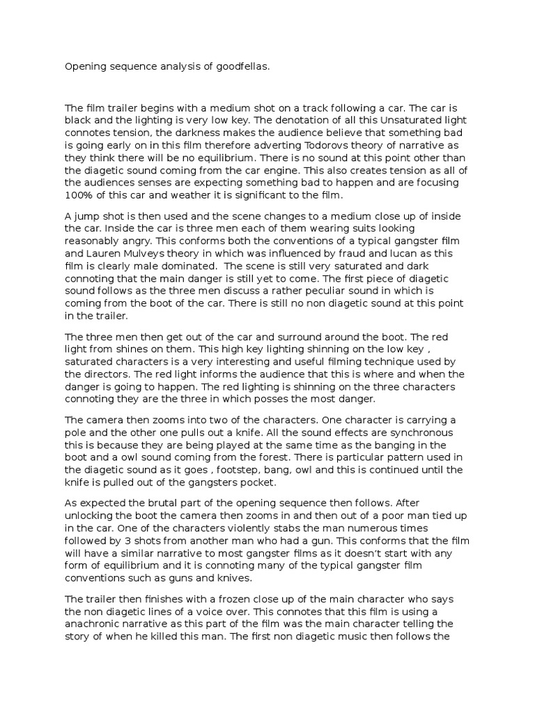 Goodfellas Opening Sequence Analysis | PDF | Leisure