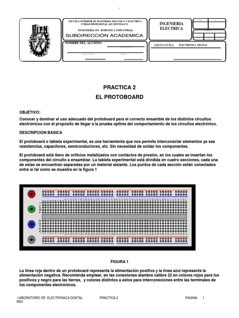 Practica 2 El Protoboard 1 | Resistencia Eléctrica y Conductancia ...
