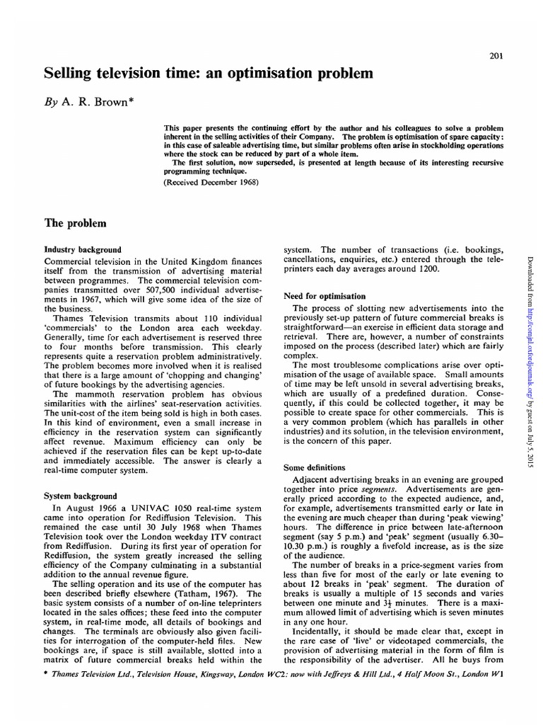 The Computer Journal 1969 Brown | PDF | Subroutine | Program Optimization
