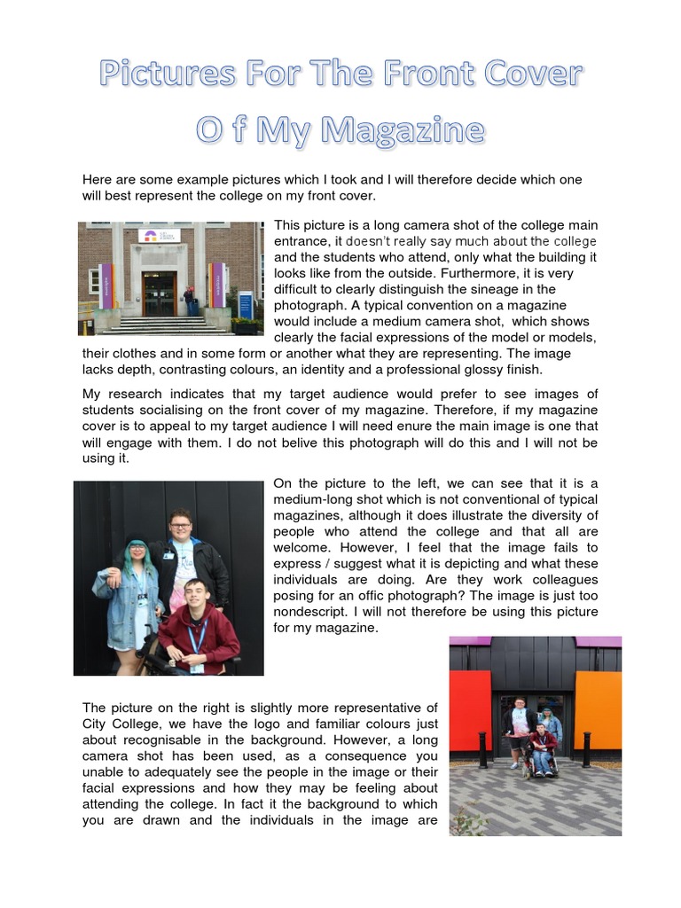College Magazine Photo Analysis | PDF | Target Audience | Photograph