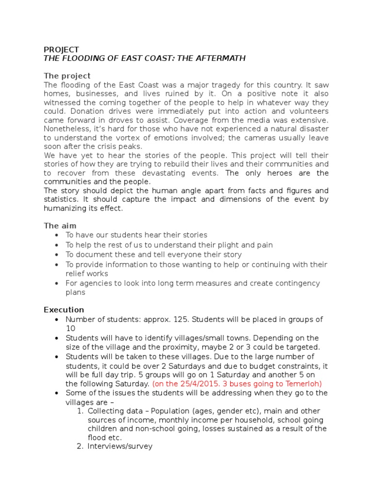 The Project: The Flooding of East Coast: The Aftermath | PDF | Disaster ...