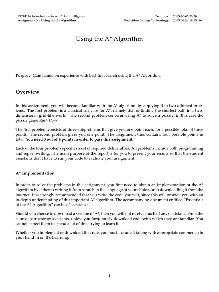 Assignment 3 - Using The AStar Algorithm PDF | PDF | Applied ... Assignment 3 - Using The AStar Algorithm PDF | PDF | Applied ...