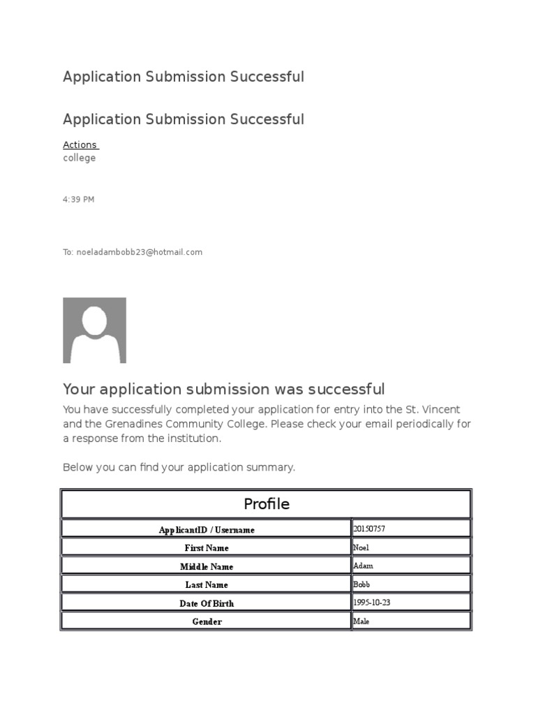 Successful SVGCC Application Confirmation | PDF | Computers