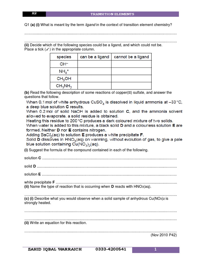Transition Elements | PDF | Coordination Complex | Transition Metals
