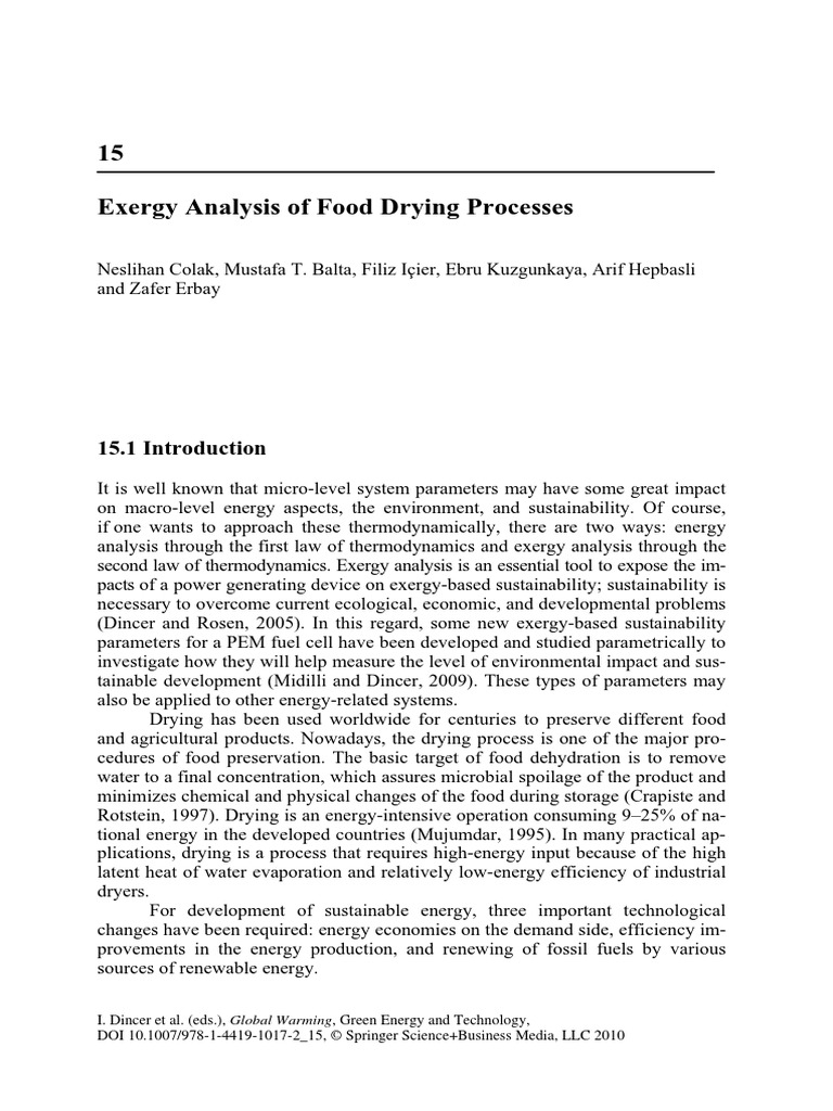 15 Exergy Analysis of Food Drying Processes | PDF | Science & Mathematics