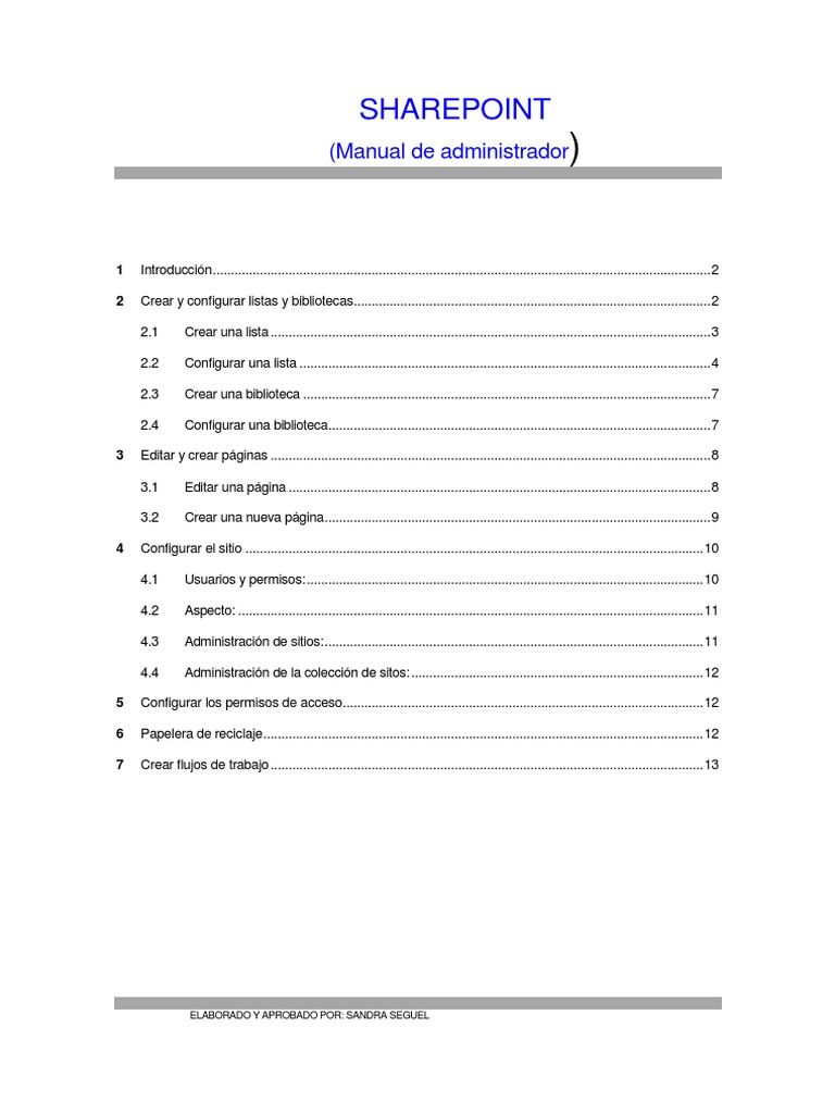Manual Del Administrador Sharepoint | PDF | Compartir punto | Papel