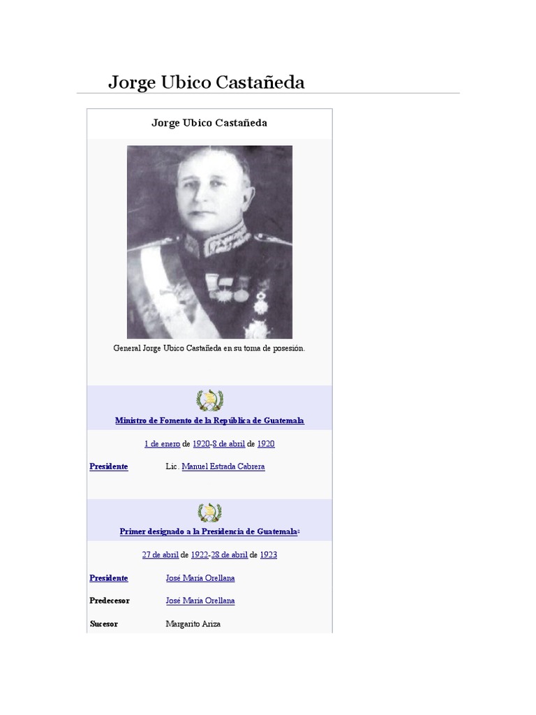 Jorge Ubico: Presidente de Guatemala | PDF | Guatemala | Alemania nazi