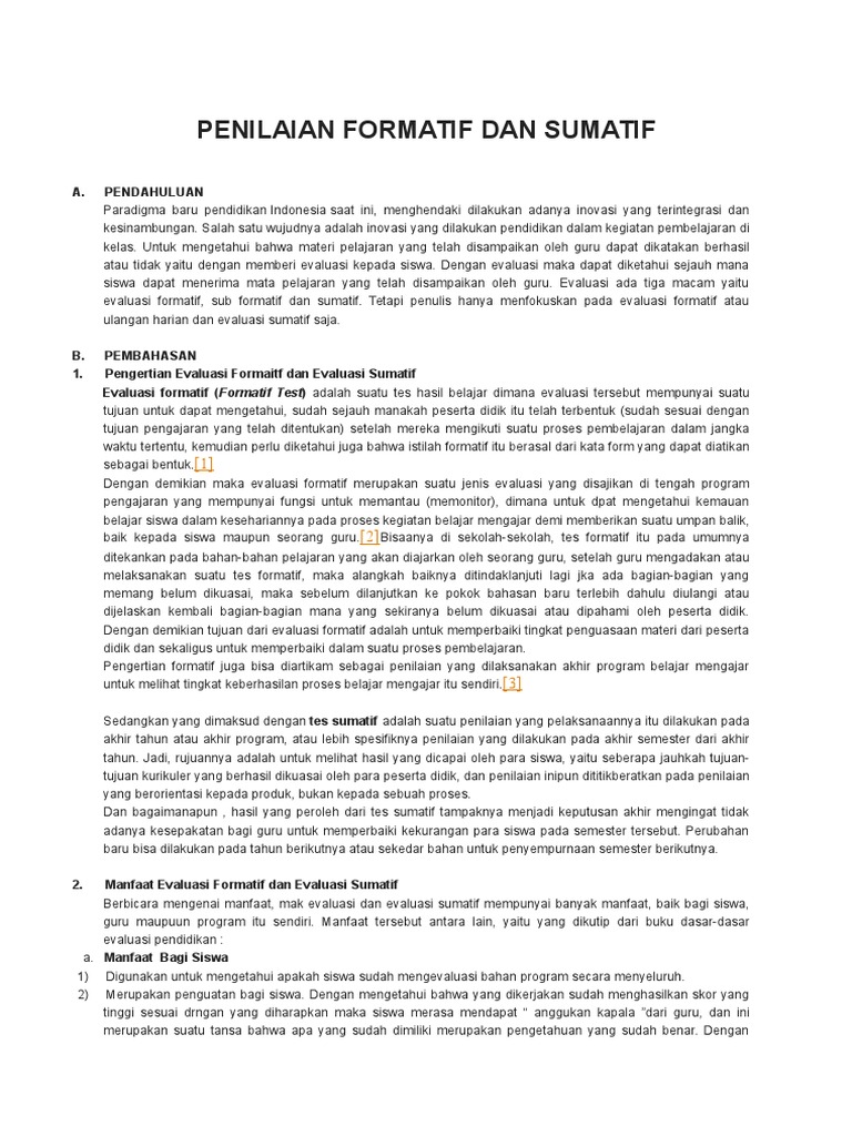 Penilaian Formatif Dan Sumatif | PDF