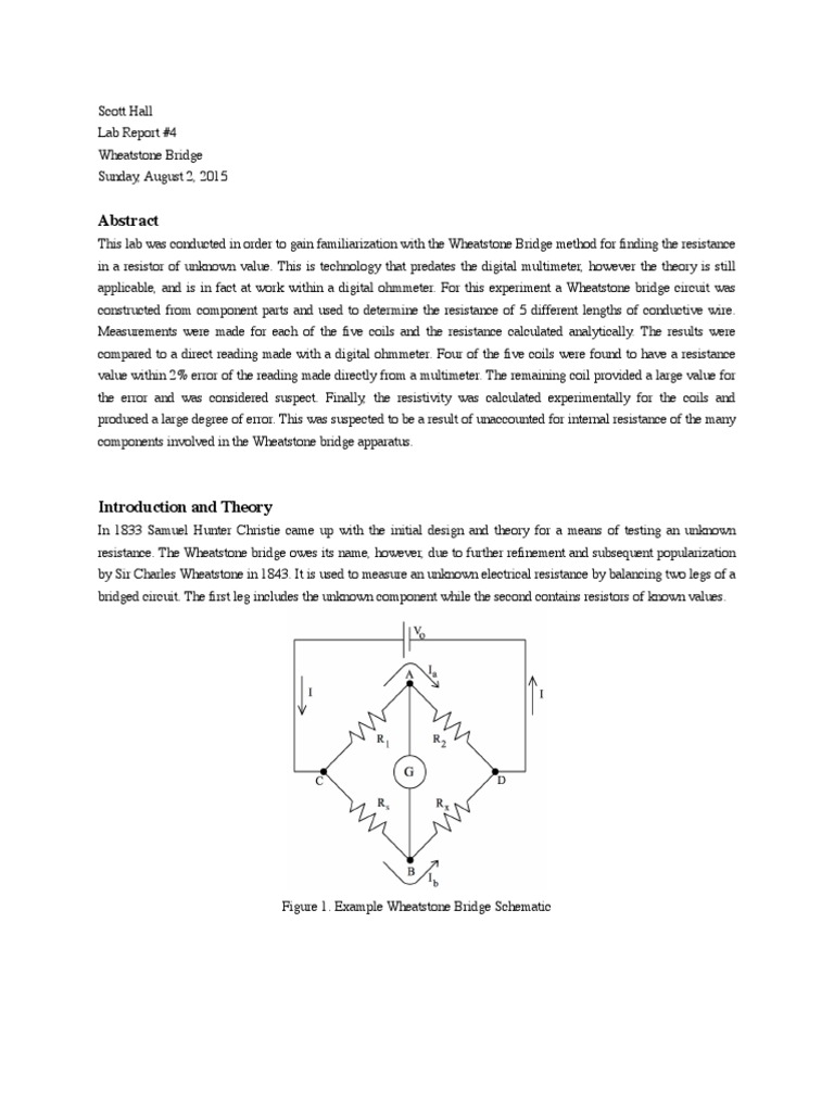Wheatstone Bridge | PDF | Resistor | Electrical Resistance And Conductance