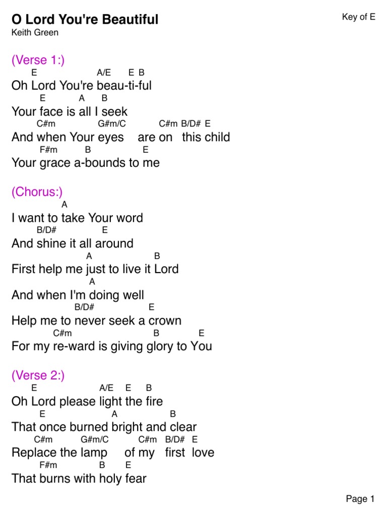 O Lord Youre Beautiful | PDF