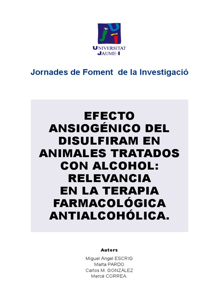 Efecto Ansiogenico Del Sulfiram | PDF | Química | Tratamiento de salud