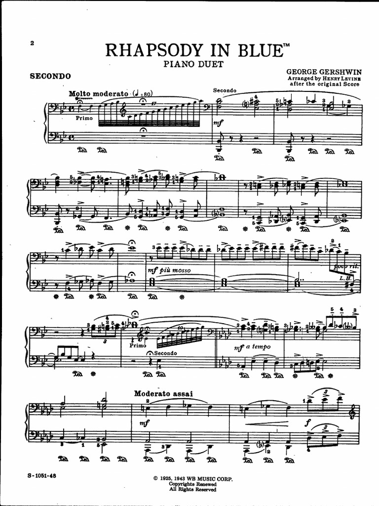 Gershwin, George - Rhapsody in Blue - 1 Piano 4 Hands - Complete Score