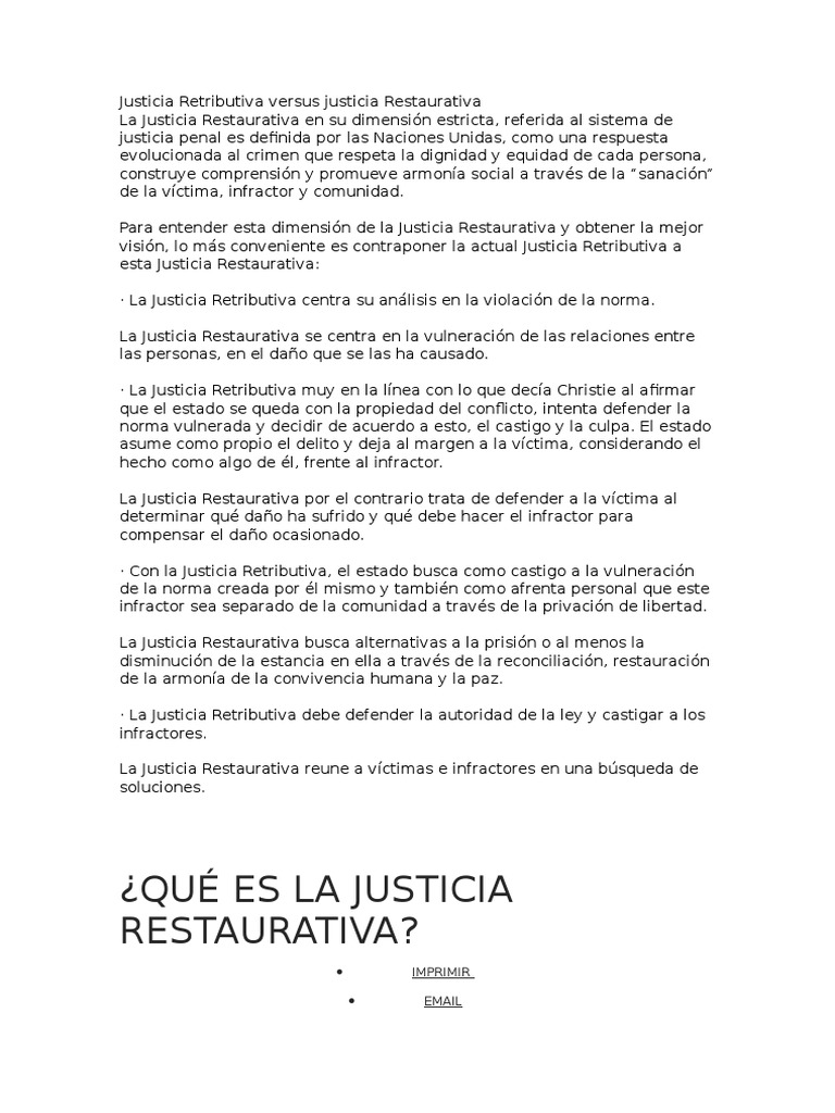 Justicia Retributiva Versus Justicia Restaurativa | PDF | Mediación ...