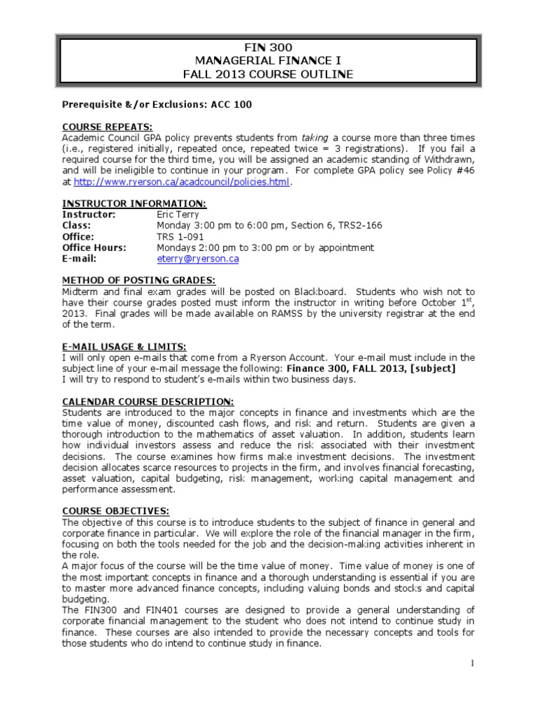 FIN 300 Managerial Finance Outline | PDF | Test (Assessment) | Plagiarism