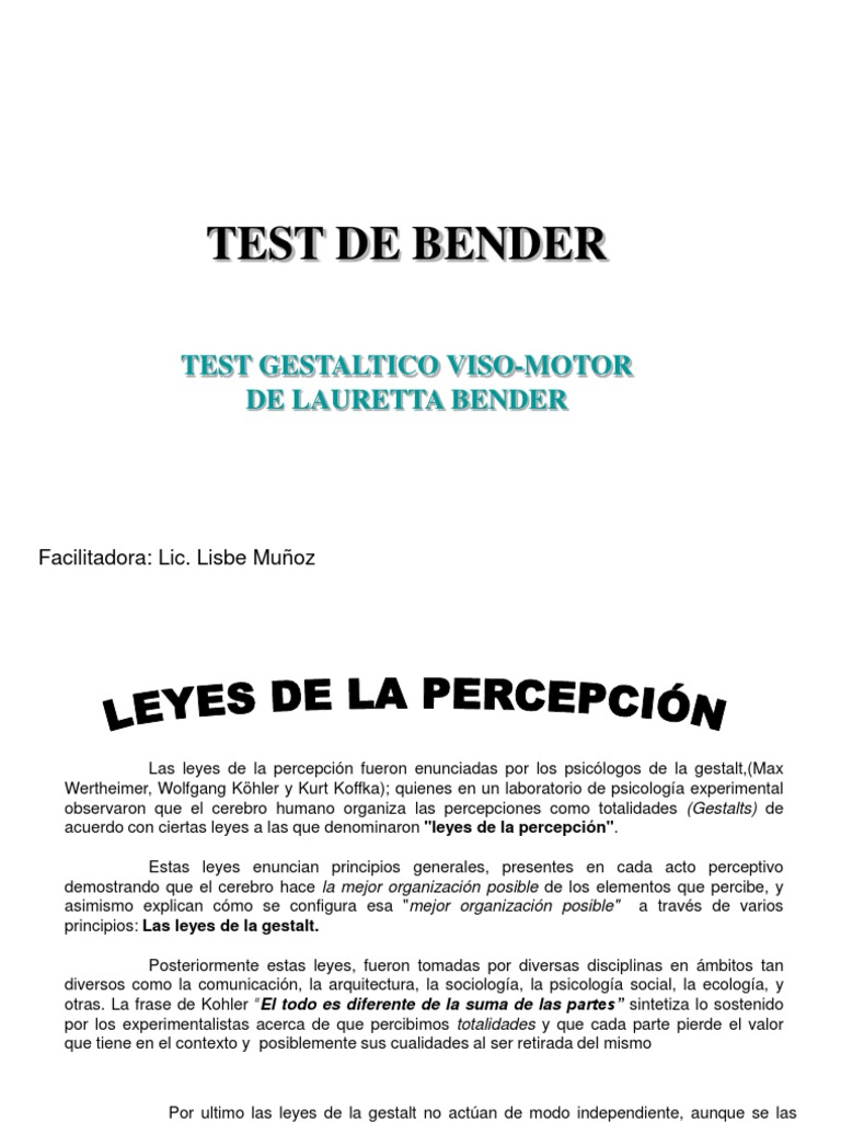 Test Bender (Completo) | PDF | Engaño | Manual Diagnóstico y ...
