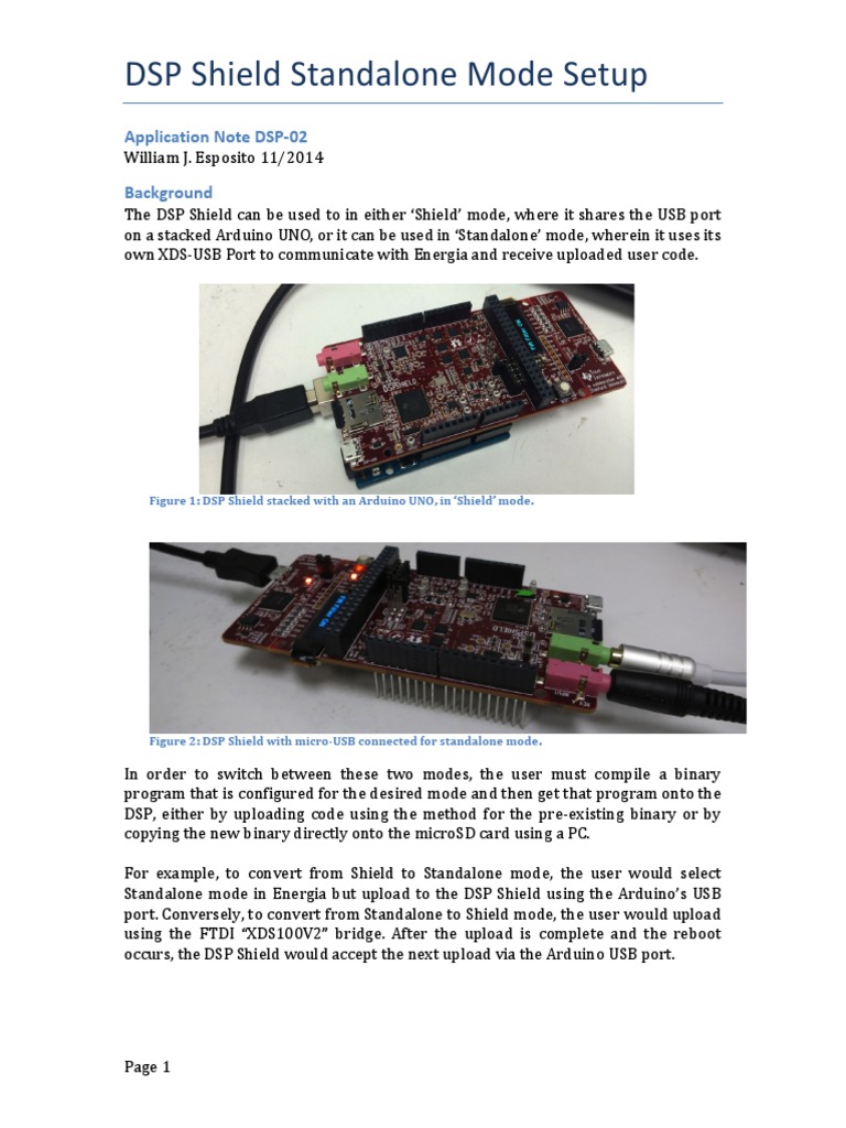 DSP Shield Standalone Mode Setup PDF | PDF | Arduino | Secure Digital