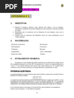 Informe Potencia y Trabajo de La Corriente Eléctrica | PDF | Voltio | Energia electrica