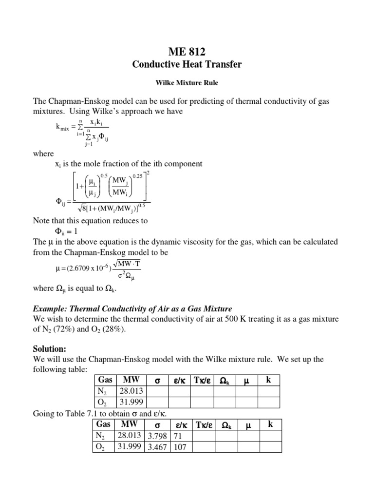 Conductive Heat Transfer: Wilke Mixture Rule | PDF | Gases | Heat Transfer