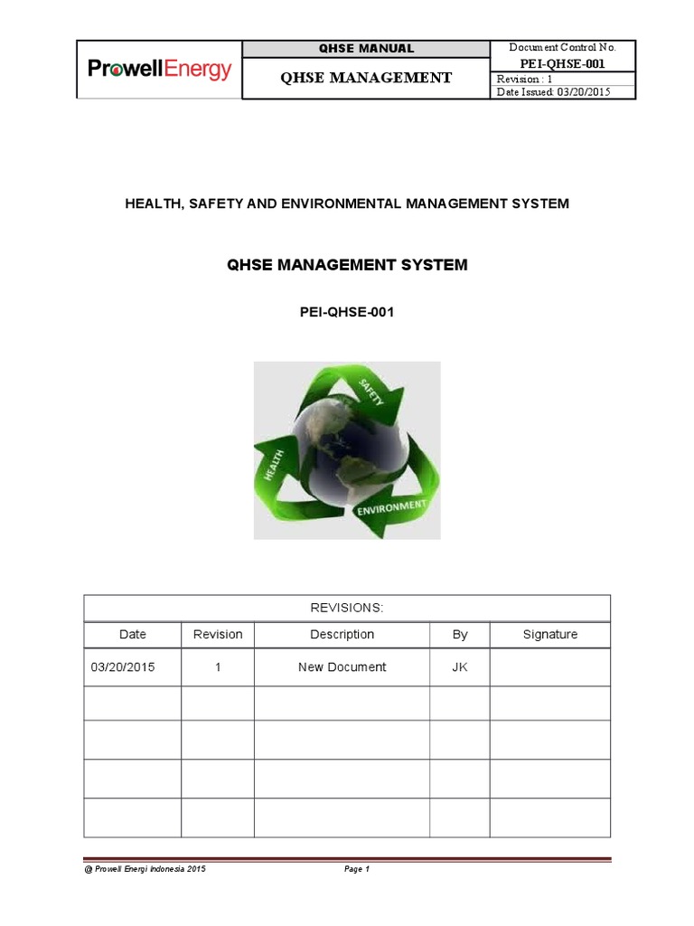PEI-QHSE-001-QHSE System V2 | PDF | Emergency | Occupational Safety And ...