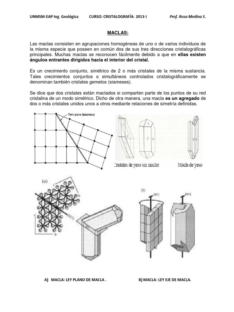 Tipos y Leyes de Maclas en Minerales | PDF | Cristal | Cristalografía