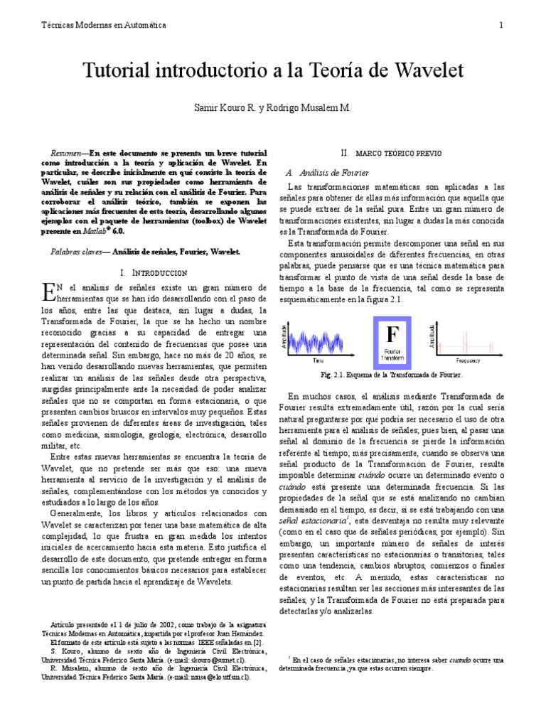 Tutorial Wavelet Pdf Wavelet Transformada De Fourier