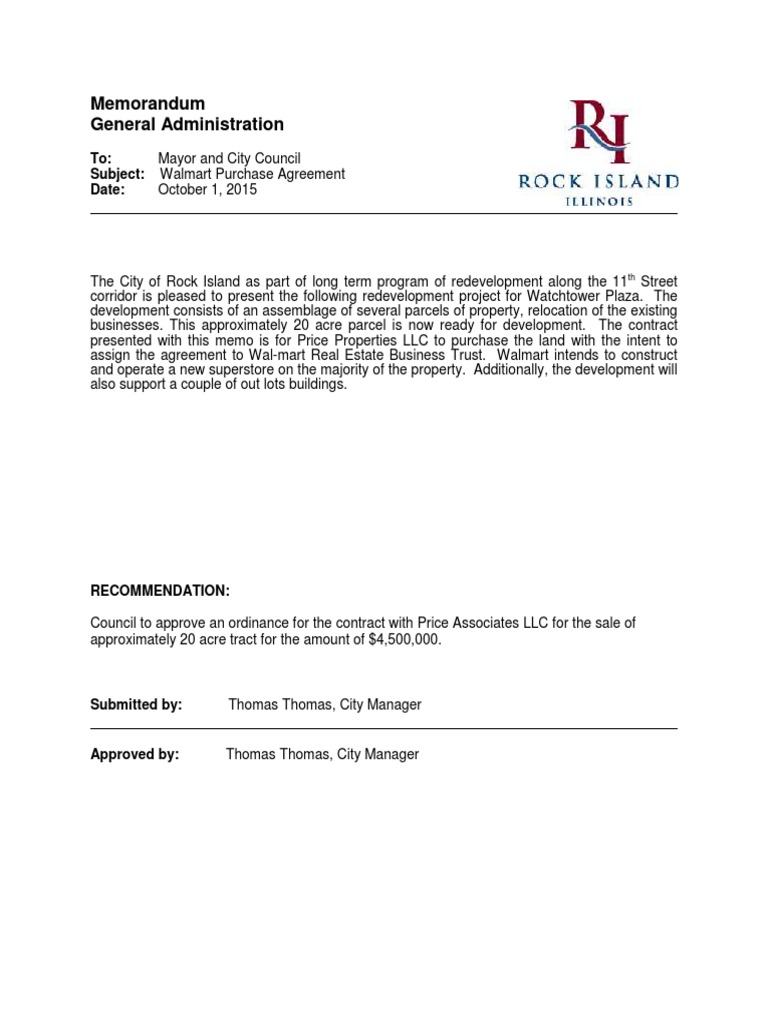 Walmart Purchase Agreement | Walmart | Deed | Free 30-day Trial | Scribd