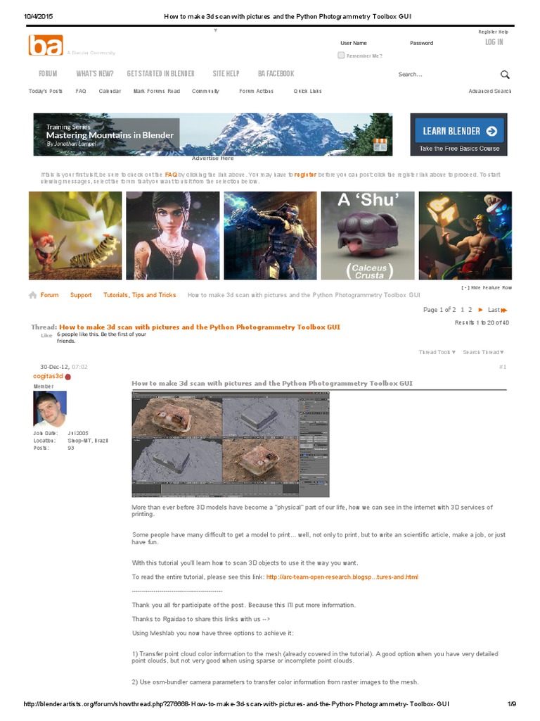 How To Make 3d Scan With Pictures And The Python Photogrammetry Toolbox Gui Pdf Internet