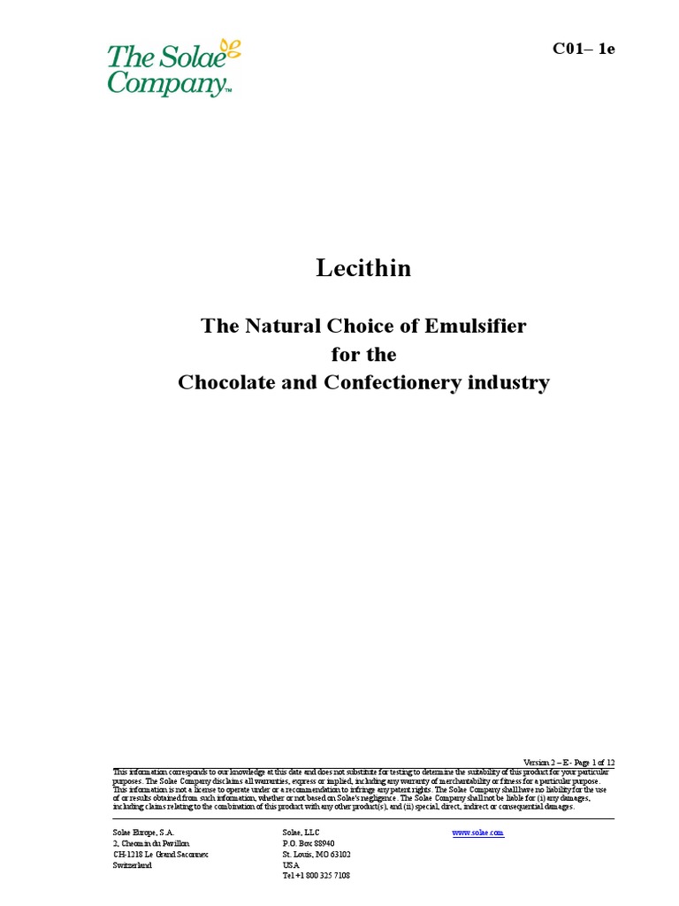 Lecithin: Key Emulsifier for Chocolate | PDF | Rheology | Chocolate