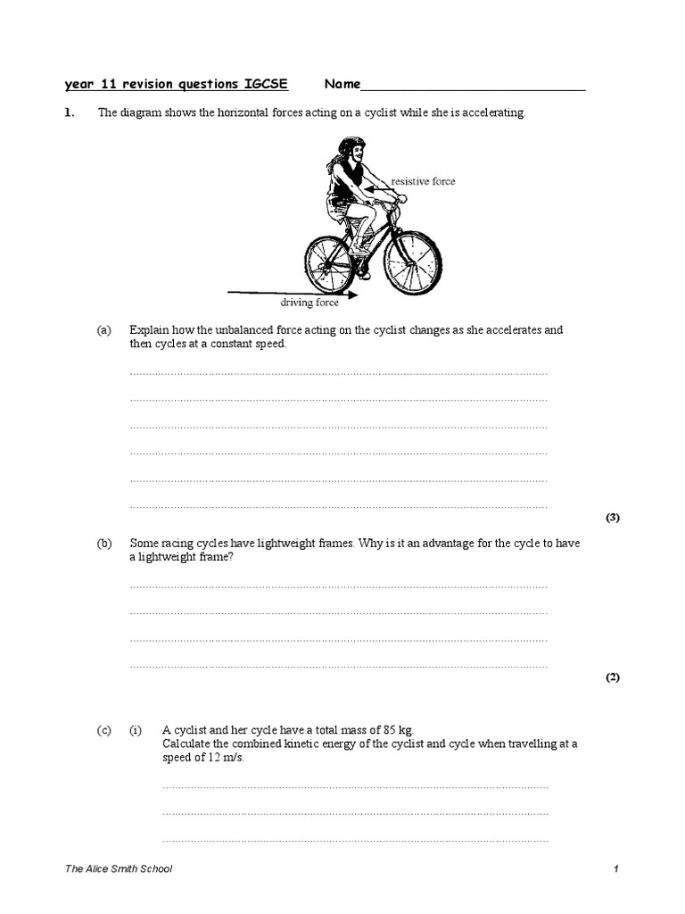 Year 11 IGCSE Physics Revision Questions | PDF | Series And Parallel ...