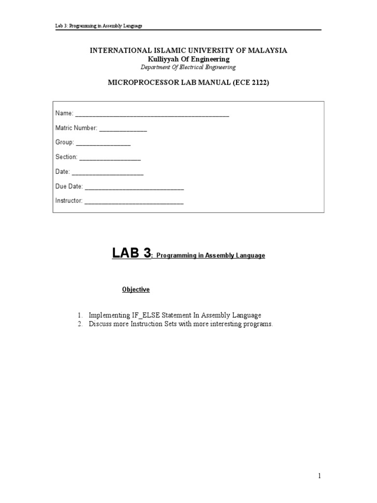 Lab 3 | PDF | Instruction Set | Assembly Language