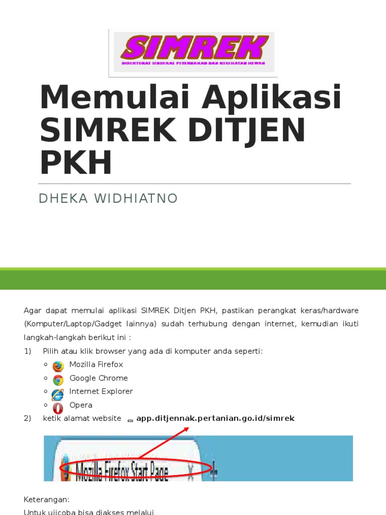 Memulai Aplikasi Simrek Ditjen PKH | PDF