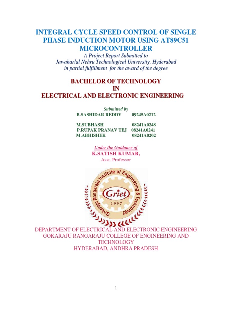 Integral Cycle Speed Control of Single Phase Induction Motor Using ...