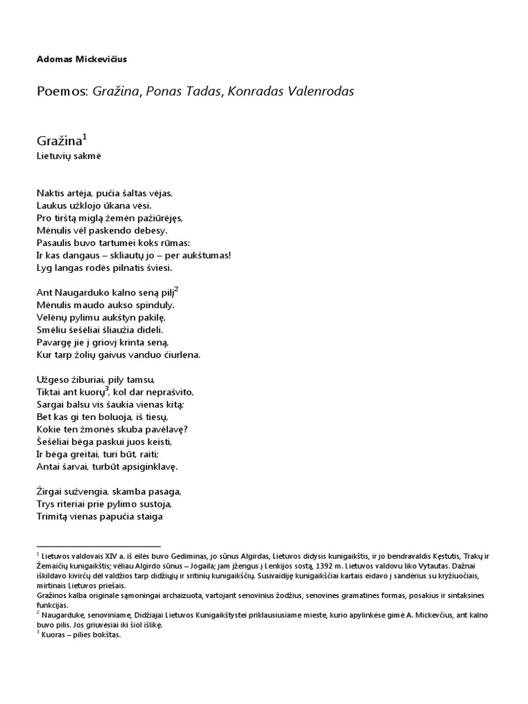 Adomas Mickevičius. Poemos (Gražina, Ponas Tadas, Konradas Valenrodas ...