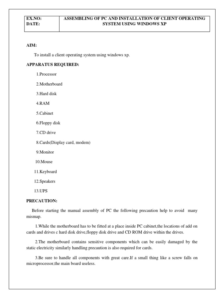 Os Instalation | PDF | Classes Of Computers | Personal Computers