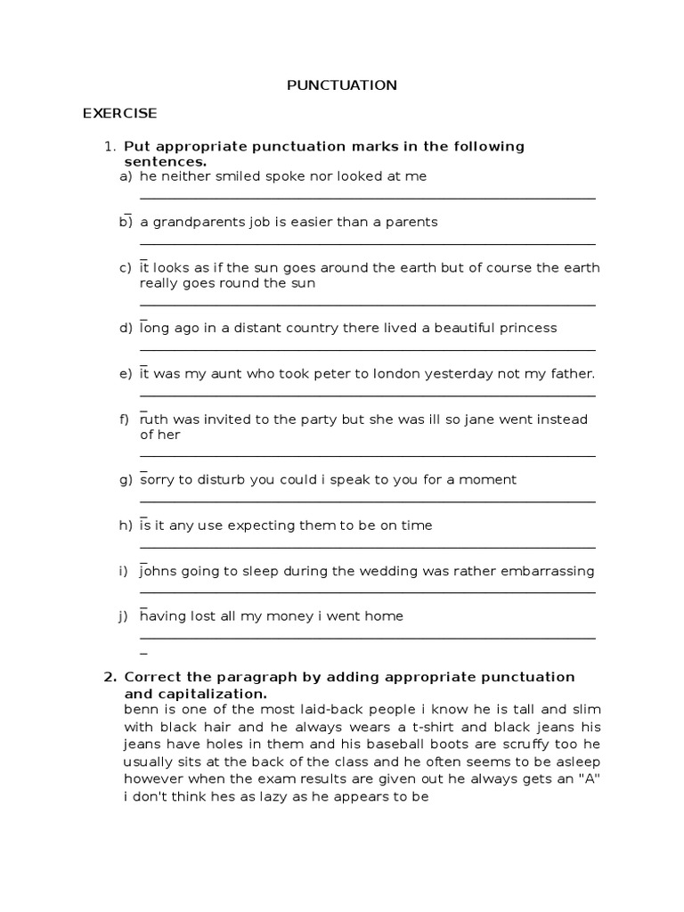 Punctuation Exercises