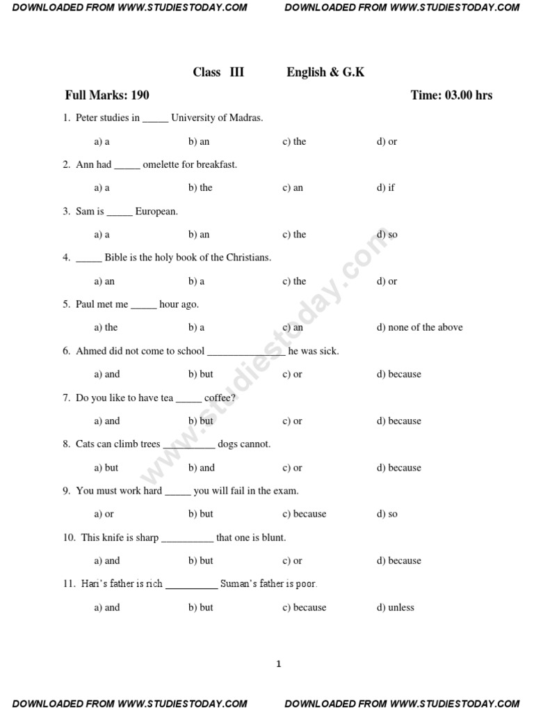 CBSE Class 3 English Question Bank Talent Search 2013 | PDF | Planets ...