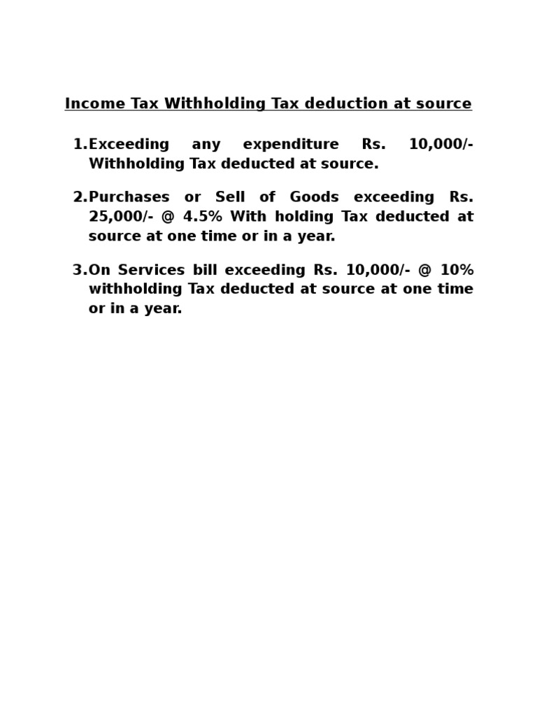 Withholding Tax Deduction On Purchases | PDF