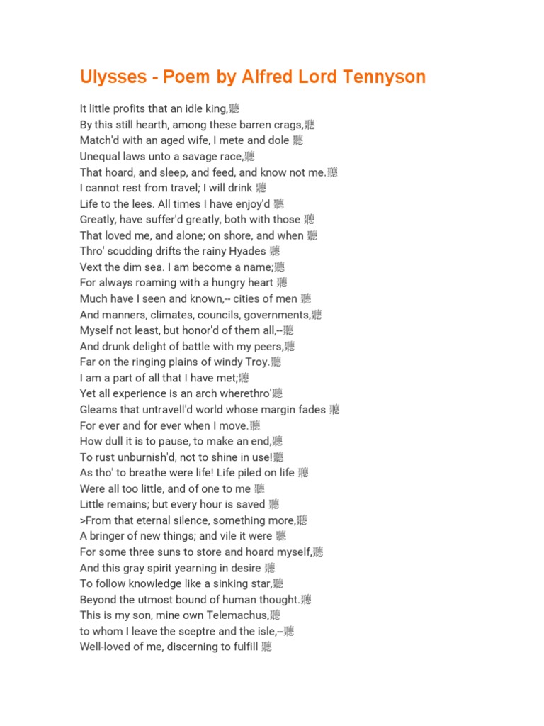 Ulysses - Poem by Alfred Lord Tennyson | PDF | Religion And Belief