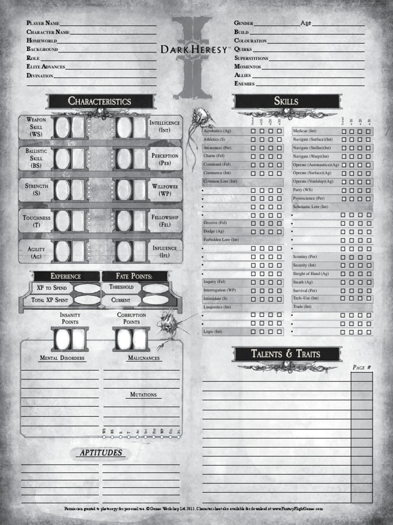 DH2 Beta Character Sheet | PDF | Role Playing Games | Gaming