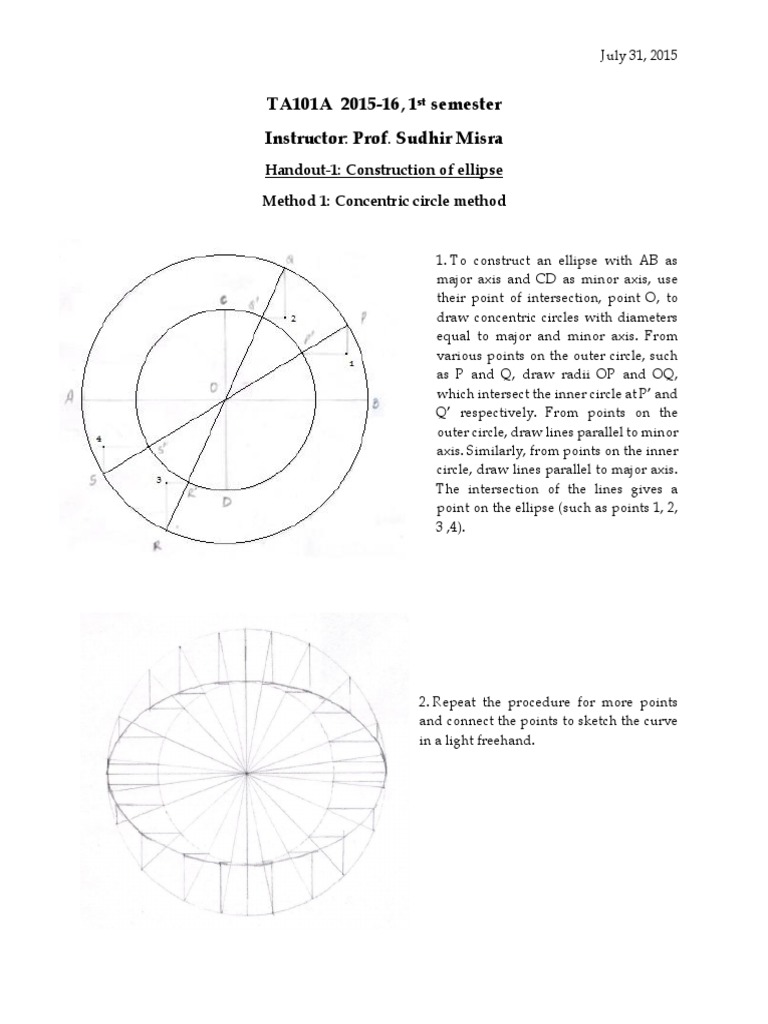 Handout 1 - Drawing Ellipses | PDF | Ellipse | Perpendicular